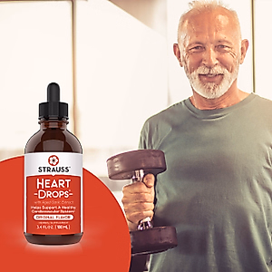Strauss Naturals Heartdrops, Herbal Heart Supplements with European Mistletoe and Extracts of Aged Garlic, 3.4 fl oz Bottle, Original Flavor; Vegan, Non-GMO, Naturally Sourced Ingredients