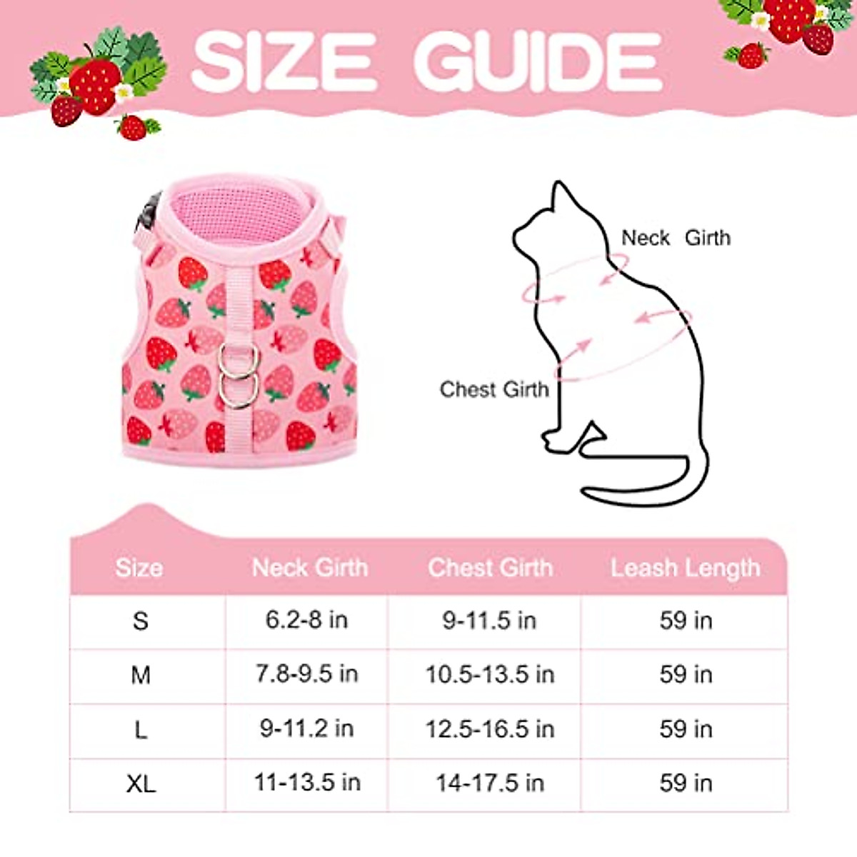 BINGPET Cat Harness with Leash Escape Proof - Fashionable Mesh Cat Dog Walking Harness Leads, Adjustable for Kitties Puppies Small Animals