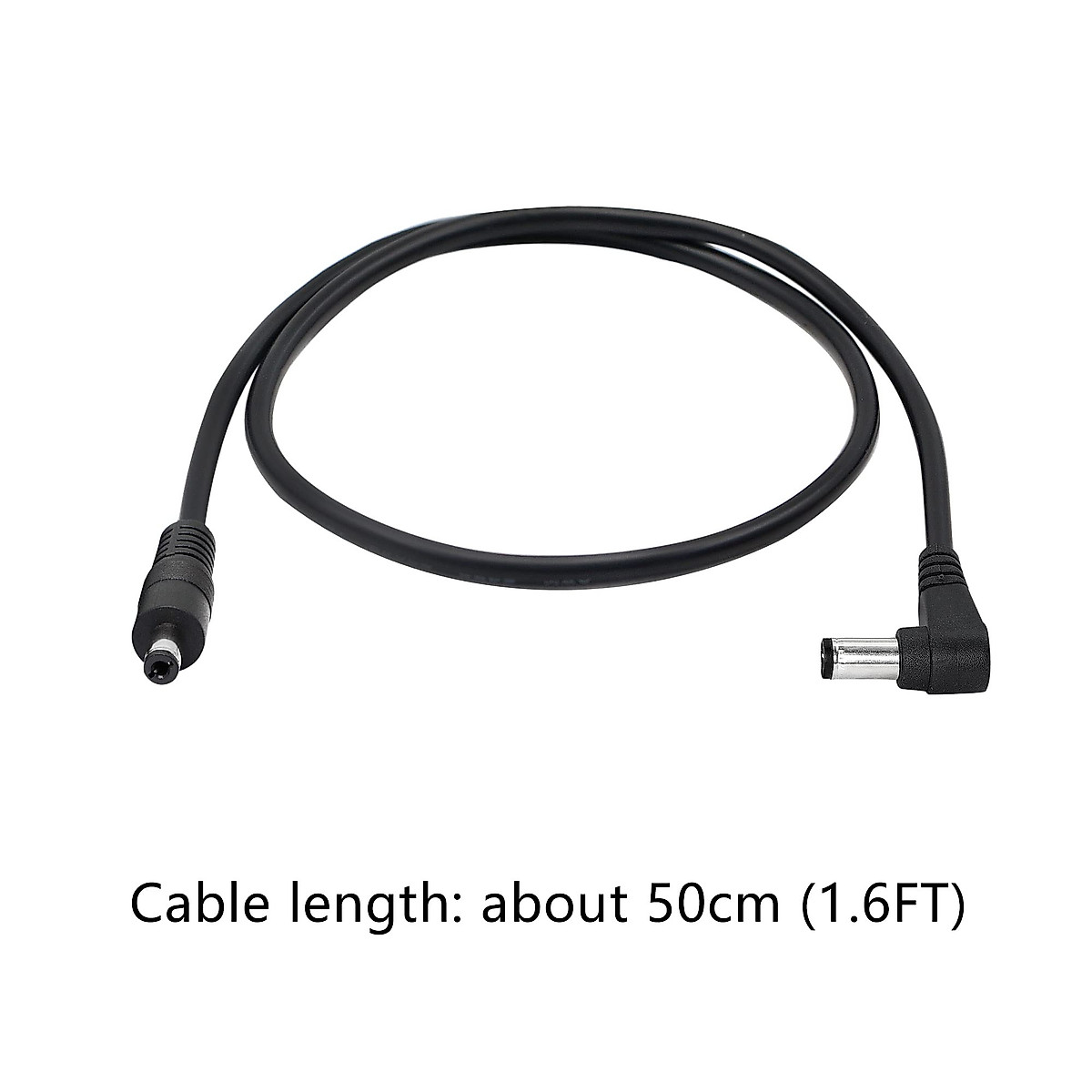 GINTOOYUN Right Angle DC to DC Male Power Cable,22AWG DC 5.5MM x 2.1MM Male to 90 Degree DC Male Plug Patch Wire Adapter Extension Cord for Strip Lihgt,CCTV,Car,Monitors,etc(2 Pcs)