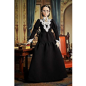Barbie Inspiring Women Series Susan B. Anthony Collectible Doll, Approx. 12-in, Wearing Black Dress and Cameo Brooch, with Doll Stand and Certificate of Authenticity