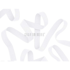 CRAFTMEMORE 1 Inch Twill Tape Fabric Ribbons Webbing Herringbone Twill Bias Binding Tape for Clothes Sewing Craft Trim Lace 18 Yards (MP1 White)