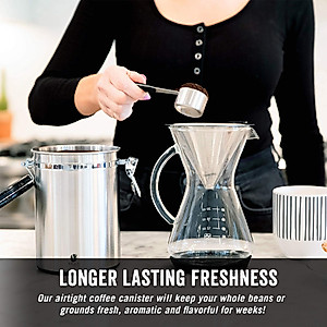 Bean Envy Coffee Canister - 22.5 oz Coffee Storage Container and Organizer w/ Stainless Steel Scoop, Date Tracker & Co2-Release Valve - Essential Coffee Accessories, Blue