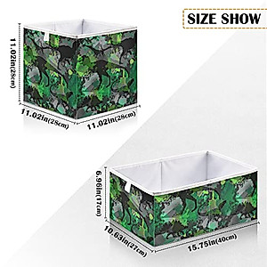 DOMIKING Dinosaurs Storage Bins for Closet Shelves Bedroom Foldable Fabric Storage Basket with Sturdy Handle Large Baskets Organization Cubes 11 Inch