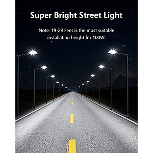 OKELI Commercial LED Street Light, 100W Hight Bright Parking Lot Lighting with Adjustable Arm Mount, Outdoor Waterproof Dusk to Dawn Photocell Shoebox Pole Area Lights for Stadium, 15600LM, 6000K
