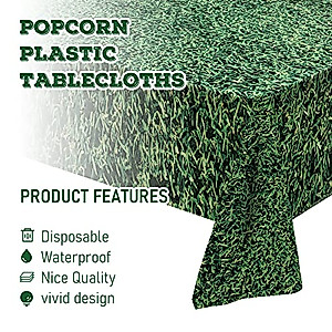 Disposable Green Grass Field Plastic Tablecloth Grass Print Table Covers 54 x 108 Inches Football Baseball Party Table Decor for Sports Theme Parties Decorations and Supplies(3 Piece)