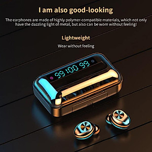 (2022 Upgraded) Wireless Bluetooth Earbuds 2000mAh Charging Compartment Power Bank Magnetic Switch 8D Stereo Sound Mini in-Ear Running Sport Headset Support iOS/Android Mobile Phone