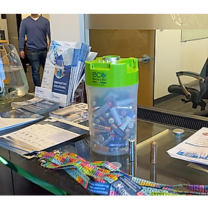 ECO Battery Bin - Test, Store & Recycle AA, AAA, C, D Batteries