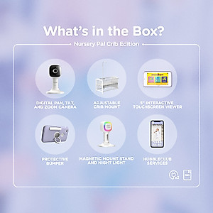 HUBBLE CONNECTED Nursery Pal Crib Edition – Smart Video Baby Monitor with 5" Touch Screen Display and Wi-Fi Connectivity, 7-Color Night Light and Sleep Trainer