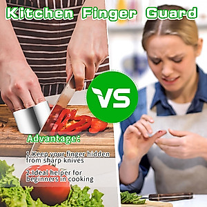 JIEYAO 4PCS Stainless Steel Finger Shield, Knife Finger Guards for Cutting Food and Vegetables Stainless Steel Finger Protector KitchenSafe Chopping Tools for Slicing Dicing Chopping