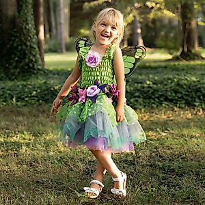 Great Pretenders Fairy Blooms Deluxe Dress with Wings, Green, Medium
