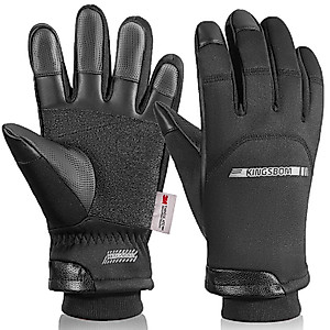 KINGSBOM -40℉ Winter Waterproof Thermal Gloves - 3M Thinsulate Windproof Touch Screen Warm Gloves - for Driving,Cycling,Running - for Women and Men - Black (X-Large)