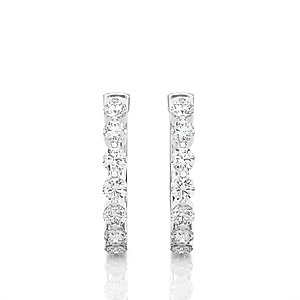 1/2 Carat Natural Diamond Essential Hoop Earrings for Women in 14k White Gold (H-I, SI2-I1, cttw) by Privosa Fine Jewelry