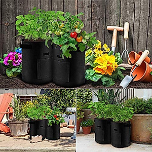 GEMGO 3 Pack Potato Grow Bag, 7 Gallon Aeration Waterproof Fabric Sweet Potato Planter, Harvest Window Vegetable Peanut Growing Box Bucket Pot for Nursery Garden (3 Pack, Black Brown Green)