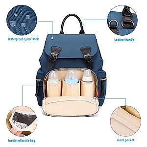 QIMIAOBABY Diaper Backpack, Waterproof Nylon Baby Nappy Storage Bag (Blue)