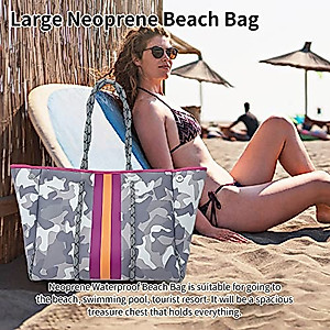 YFYDCLL Beach Bag Cute，Beach Bags for Women with Zipper，Tote Bag for Women with Wallet，Same as Boutique Pool Bag with 2 Bags for Lipstick,15 x 12 x 9 in