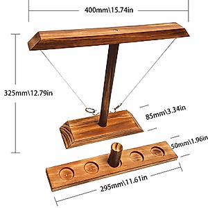 Bestdon Ring Toss Games for Adults, Fast-Paced Interactive Toss Games with Shot Ladder Bundle, Outdoor Indoor Handmade Wooden Hook and Ring Game for Bars, Home, Large