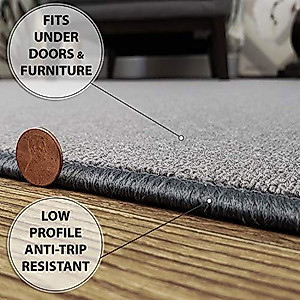Rubber Backed Runner Rug, 22 x 60 inch, Solid Grey, Non Slip, Kitchen Rugs and Mats