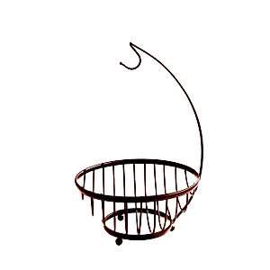 Spectrum Ashley Tree Hanger Basket, Produce Saver Banana Holder & Open Wire Fruit Bowl for Kitchen Counter & Dining Table, Bronze