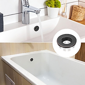 uxcell 4pcs Sink Overflow Rings, Bathroom Kitchen Basin Trim Bath Sink Hole Round Hollow Brass Overflow Drain Cover Insert in Hole (Brushed black)