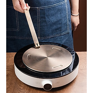 11inch Heat Diffuser Plate, Grourarty Stainless Steel Cooking Induction Adapter Simmer Plate for Electric Gas Glass Cooktop Hob Ring, Induction Cooktop Converter Plate with Handle