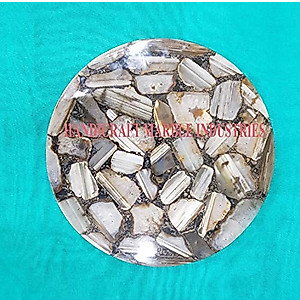 18" Inch Round Brown Grey Agate Coffee Table with Hair Pin Style Metal Base, Agate Table, Stone Coffee Table, Agate Table Top, Agate Round Coffee Table, Agate Side Table Home Decor