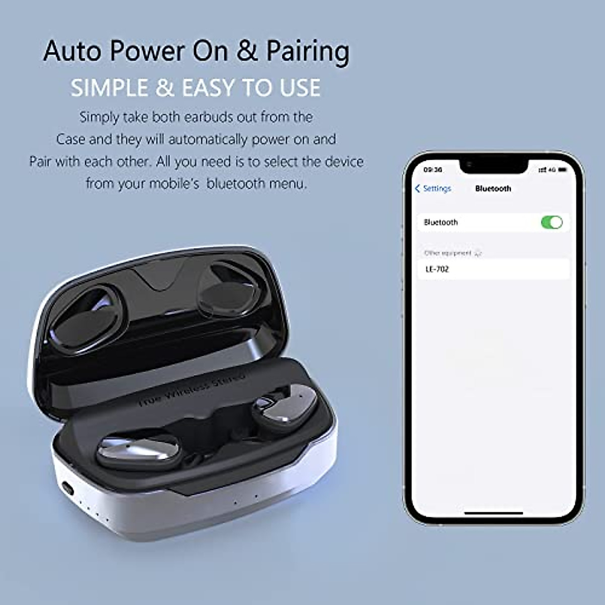 Wireless Earbuds Bluetooth, Wireless Headphones Bluetooth Earbuds with Earhook, Sport Earbuds with Microphone, Noise Reduction, IPX5 Waterproof, Fast Charging Case for Outdoor Running Workout (Black)