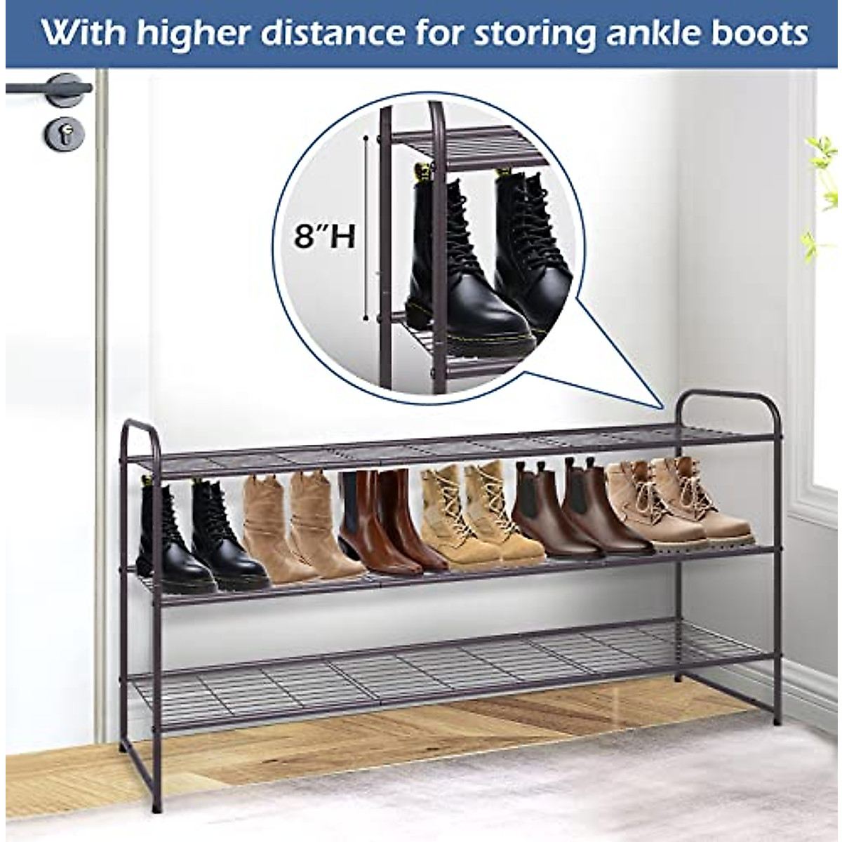 KEETDY Long 3 Tier Shoe Rack and 2-Tier Long Shoe Rack for Closet Entryway