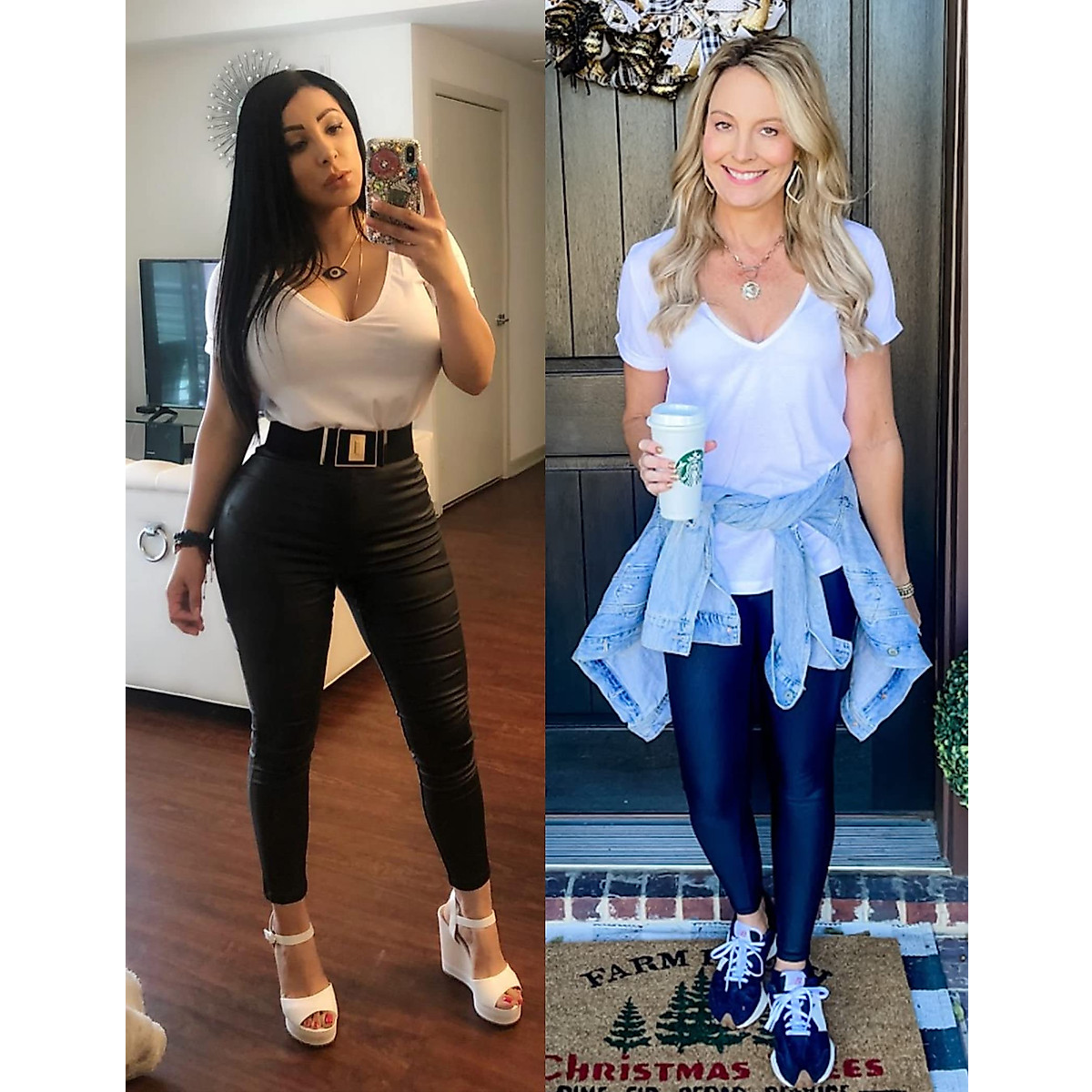 GEESENSS Women Deep V Neck Shirts Short Sleeve Sexy Low Cut Tops for Women White Medium