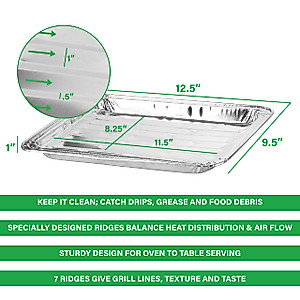 Party Bargains Aluminum Broiler Pans - 12 Pack, Heavy-Duty Disposable Grill Pans for Cooking, Roasting, BBQ, Picnic - (Max 240°C)