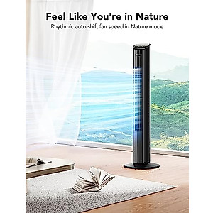 GoveeLife 36'' Smart Tower Fan for Bedroom, Oscillating Fan with Auto-Reflect, Room Fan with 8 Speeds, 4 Modes, 24H Timer with APP, Works with Alexa, Floor Fan for Home Office