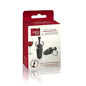 Vacu Vin Wine Server & Stopper Set of 2 - Effortless Drip Free Pouring - Airtight Preservation - Elegant Design for Exquisite Wine Enjoyment and Lasting Freshness