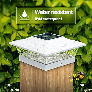 VOLISUN Solar Post Cap Lights Outdoor 4x4/6x6 Wooden/Vinyl Fence Post Cap Lights Solar Deck Post Lights Patio Garden,Warm White 2 Lighting Modes Waterproof, ABS Shell Lens Pearl White(12Pack)