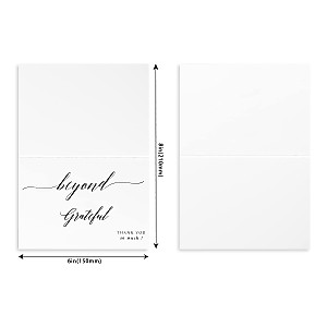 Udoula Beyond Grateful Thank You Cards with Envelopes, Pack of 30, 4x6 Folded, Elegant Fold Over Greetings, Perfect for Wedding, Bridal Shower, Baby Shower, Birthday to say thanks! (Black)