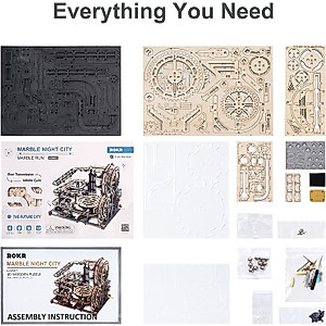 ROKR 3D Wooden Puzzles for Adult, Marble Run Puzzle Model Mechanical Marble Run Building Kits DIY Toy Hobbies for Adults for Men, Women