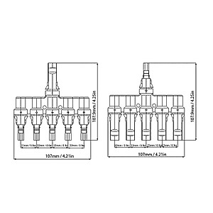 2PCS Branch Connector, Branch Connector to Strengthen The Stability, Waterproof and Dustproof 5 to 1 Solar Panel, PPO Insulation Material, for Solar Panel Cable