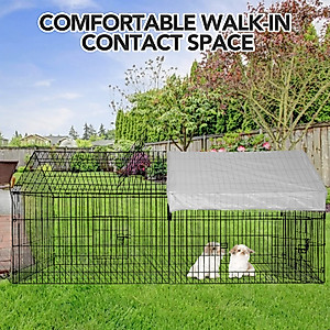 Chicken Coop Run Cage Upgrade 86.6"×40"×38" Metal Chicken Fence Pen Pet Playpen Enclosures with Protection Cover&Ground Nail,Cage Indoor Outdoor Yard for Small Animals Cat Hen Duck Rabbit