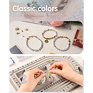 L'EclatDina 2 Box Set Letter Beads, Alphabet Beads for Bracelets, 1900+ PCS Round Number & Heart Beads, 5m Elastic String Jewelry Making Kit, Ideal for Friendship Bracelets (Black+Gold)