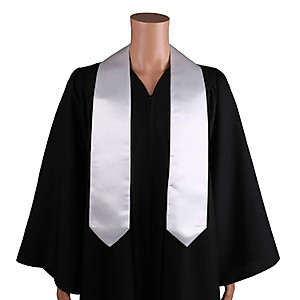 OSBO GradSeason Unisex Adult Plain Graduation Stole for Academic Commencements, 60'' long (White)