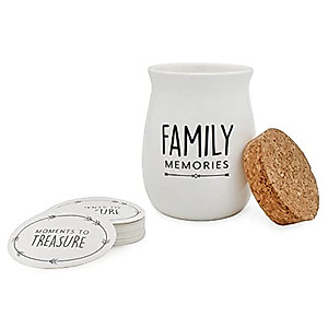 Darware Family Memories Ceramic Jar, Keepsake Gift with 50 Write-On Tickets
