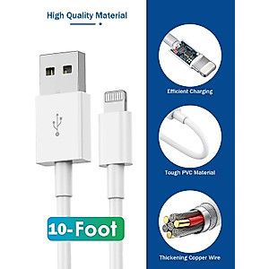 10FT iPad Charger,iPhone Charger [Apple MFi Certified],12W USB Wall Charger Foldable Portable Travel Plug with Long Lightning Cable Compatible for iPhone,iPad 4/5/6/7/8/9,iPad Mini 4/5,iPad Air 1/2/3