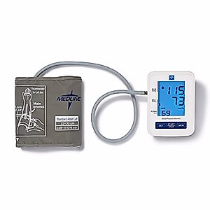 Medline Automatic Digital Blood Pressure Monitor with Standard Adult Cuff for Upper Arm, with Large LED Display, Batteries Included, Great for Home Use, Professional Medical Use