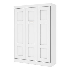 Pemberly Row Edgar Easy-Lift Dual Piston Queen Size Murphy Wall Bed in White