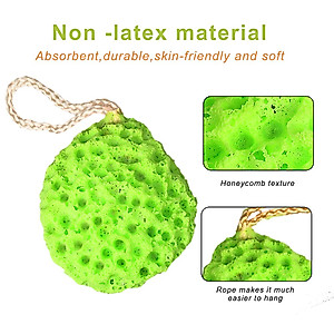 3 Pack Natural Bath Sponges, Loofah Shower Sponge Body Scrubber Exfoliating Cleaning Body Sponge for Men Women Kids