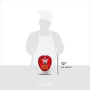 CUCKOO CRP-N0681FV | 6-Cup (Uncooked) Pressure Rice Cooker | 16 Menu Options: Sushi Rice, Nu Rung Ji, Brown Rice, & More, Made in Korea | White/Red