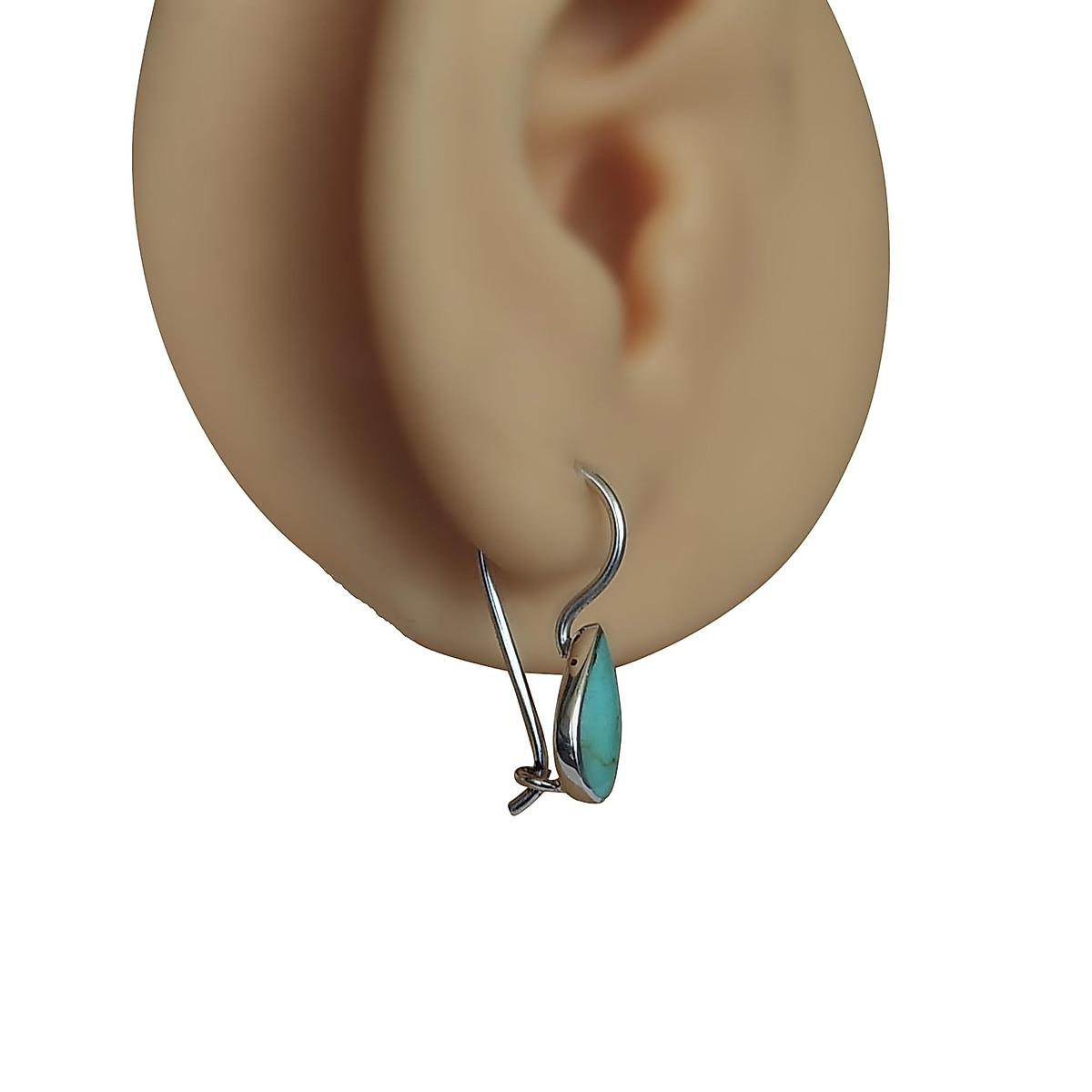 Handmade Turquoise Dangle Earrings, 925 Sterling Silver, Pear Shape 11x8mm Reconstructed Turquoise Gemstone Drop Earrings for Women, Tarnish & Water Resistant, By MiYa Jewelry Creations