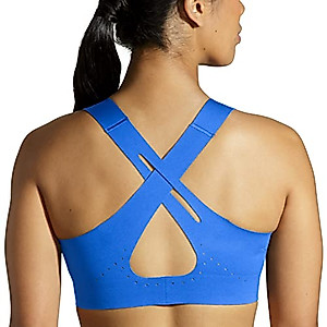 Brooks Women's Crossback 2.0 Sports Bra for Running, Workouts & Sports - Bluetiful/Golden Hour - 40 C/D