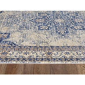 LUXE WEAVERS Otika 8693 Modern Oriental Premium Blue Area Rug 8x10, Geometric Fringe Rug
