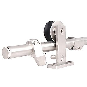 TMS 5FT European Modern Satin Stainless Steel Sliding Barn Wood Door Closet Hardware