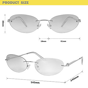 mosanana Y2k Oval Sunglasses for Women Silver Small Trendy Cool Cute Funky Fashion Vintage Stylish 90s Thin Skinny Neo Matrix Rimless Hacker