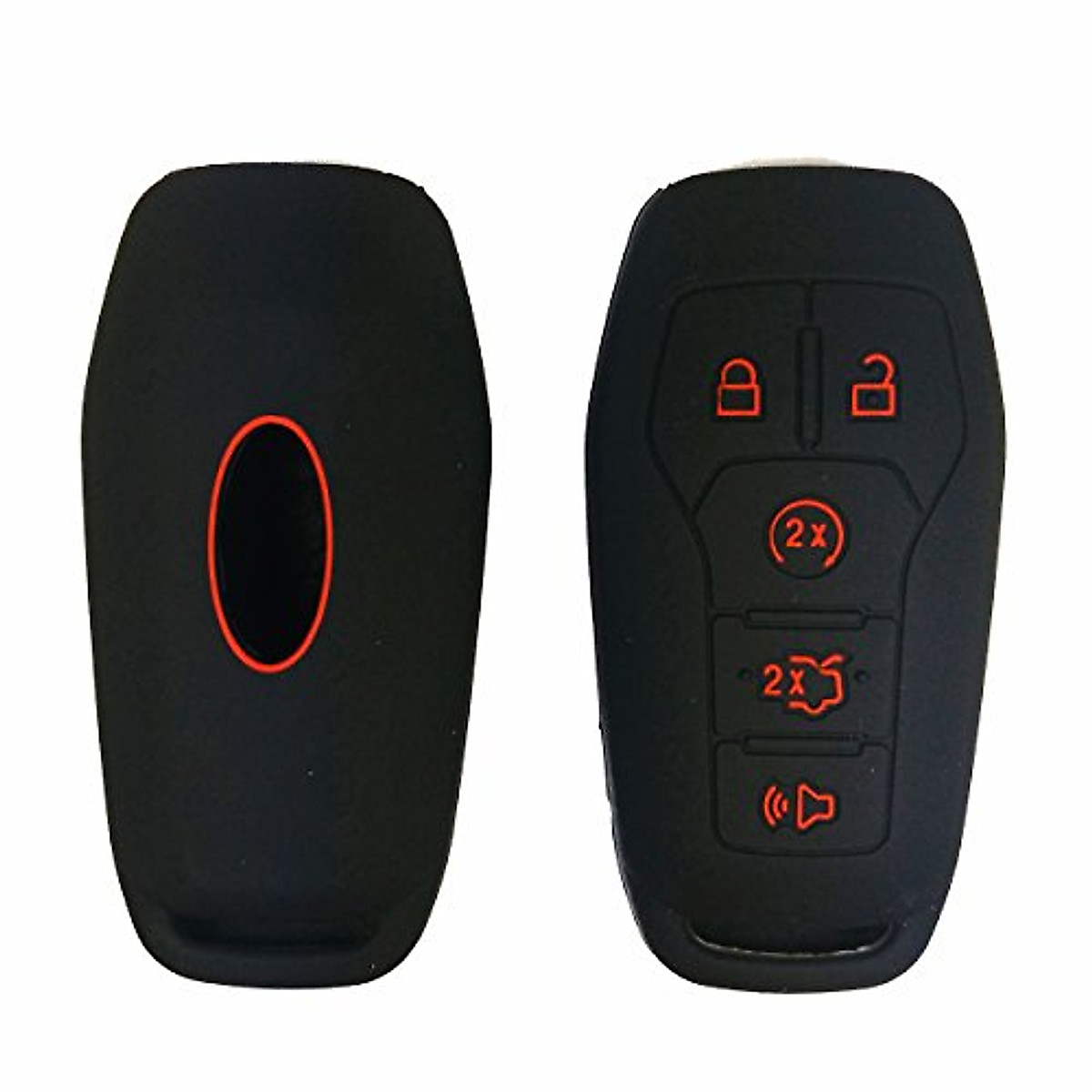 2Pcs Coolbestda Silicone Key Fob Cover Skin Remote Case Keyless Entry Holder for 2015 2016 2017 Ford Explorer Edge Mustang F-150 Fusion Lincoln MKZ MKC M3N-A2C31243300